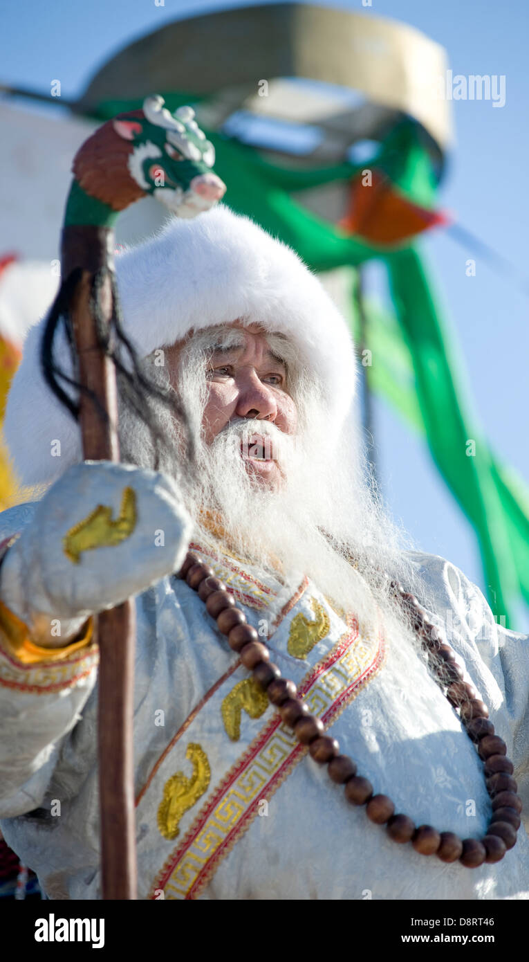 White Old Man (buryat mongolian Santa Stock Photo - Alamy