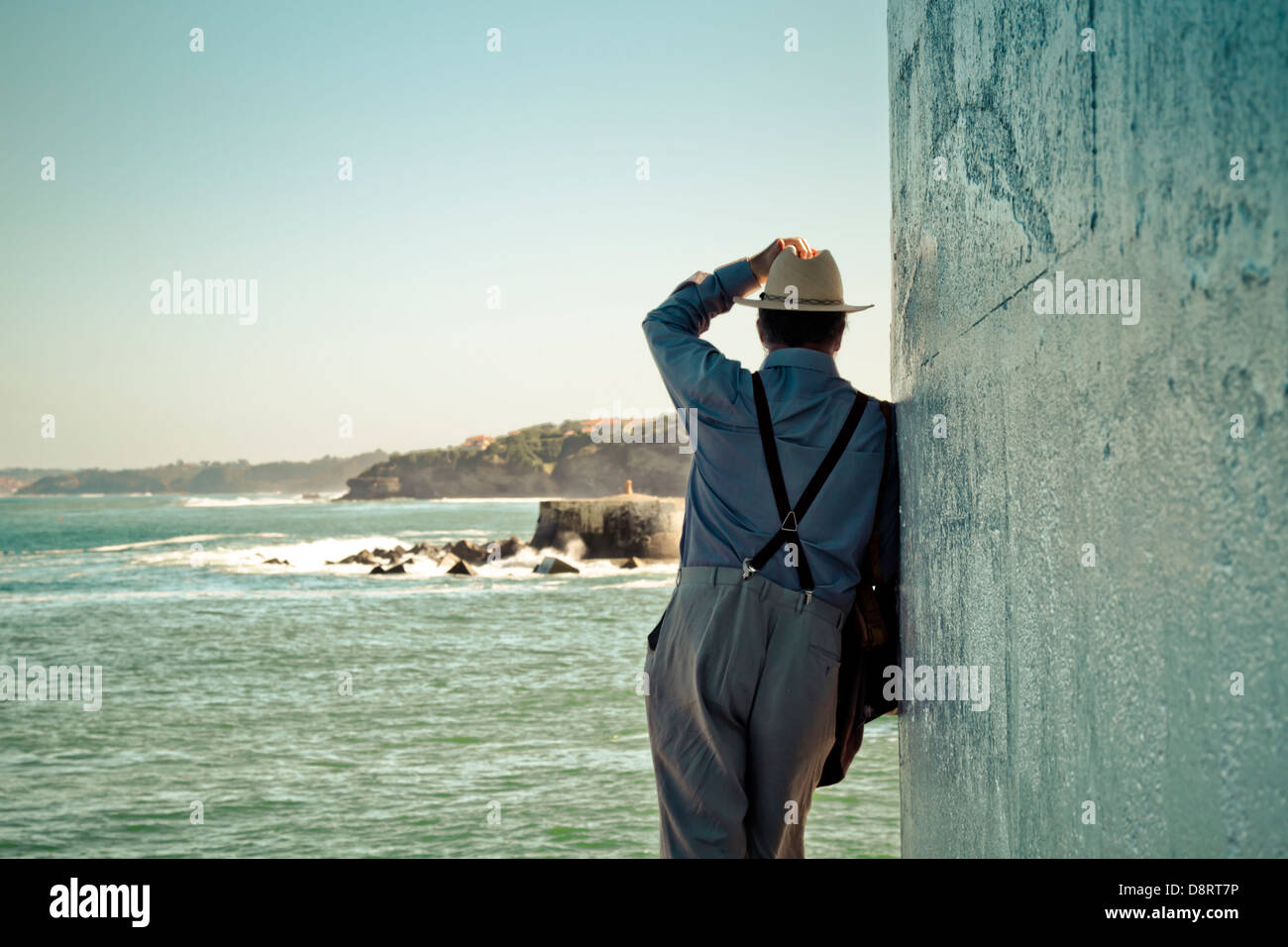 Old man looking at the sea Stock Photo - Alamy