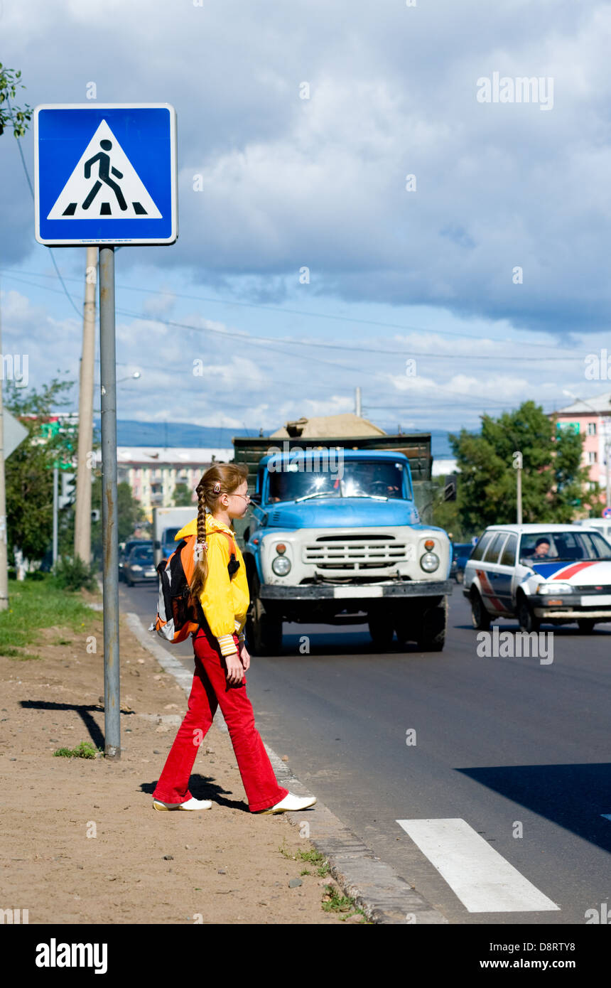 kid at road Stock Photo - Alamy