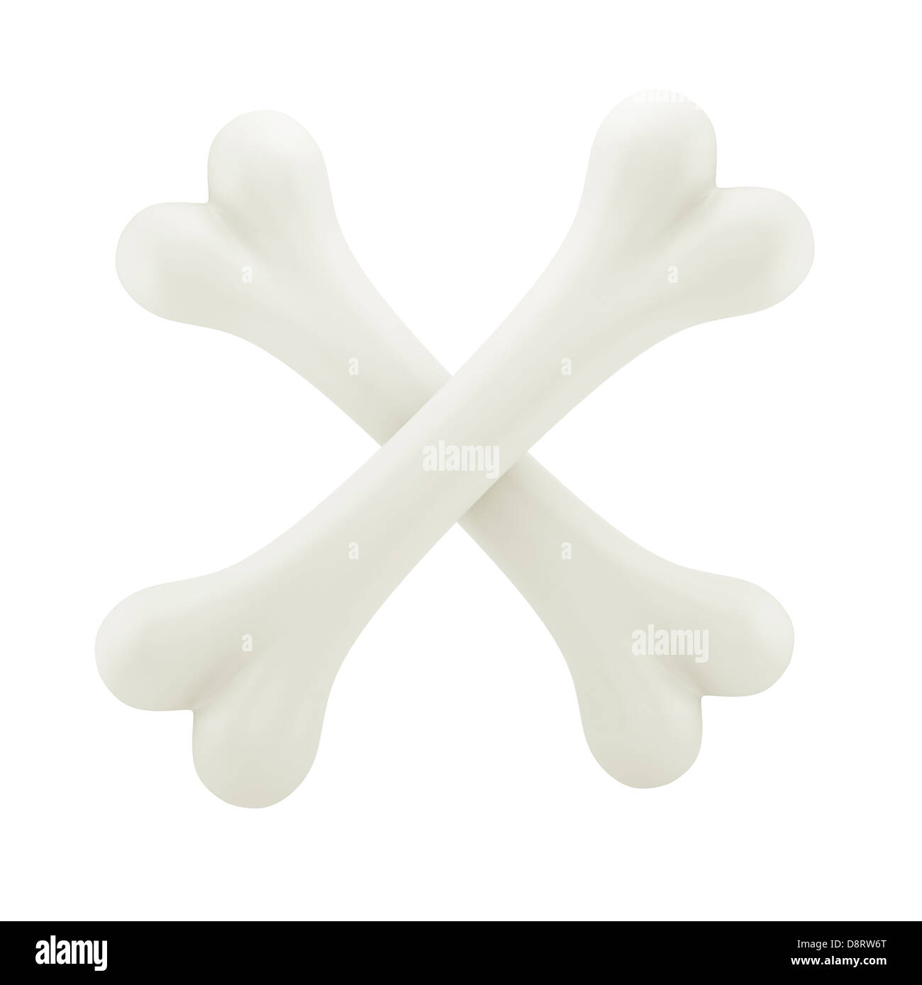 3d render of crossed white bones. Isolated on white background Stock ...