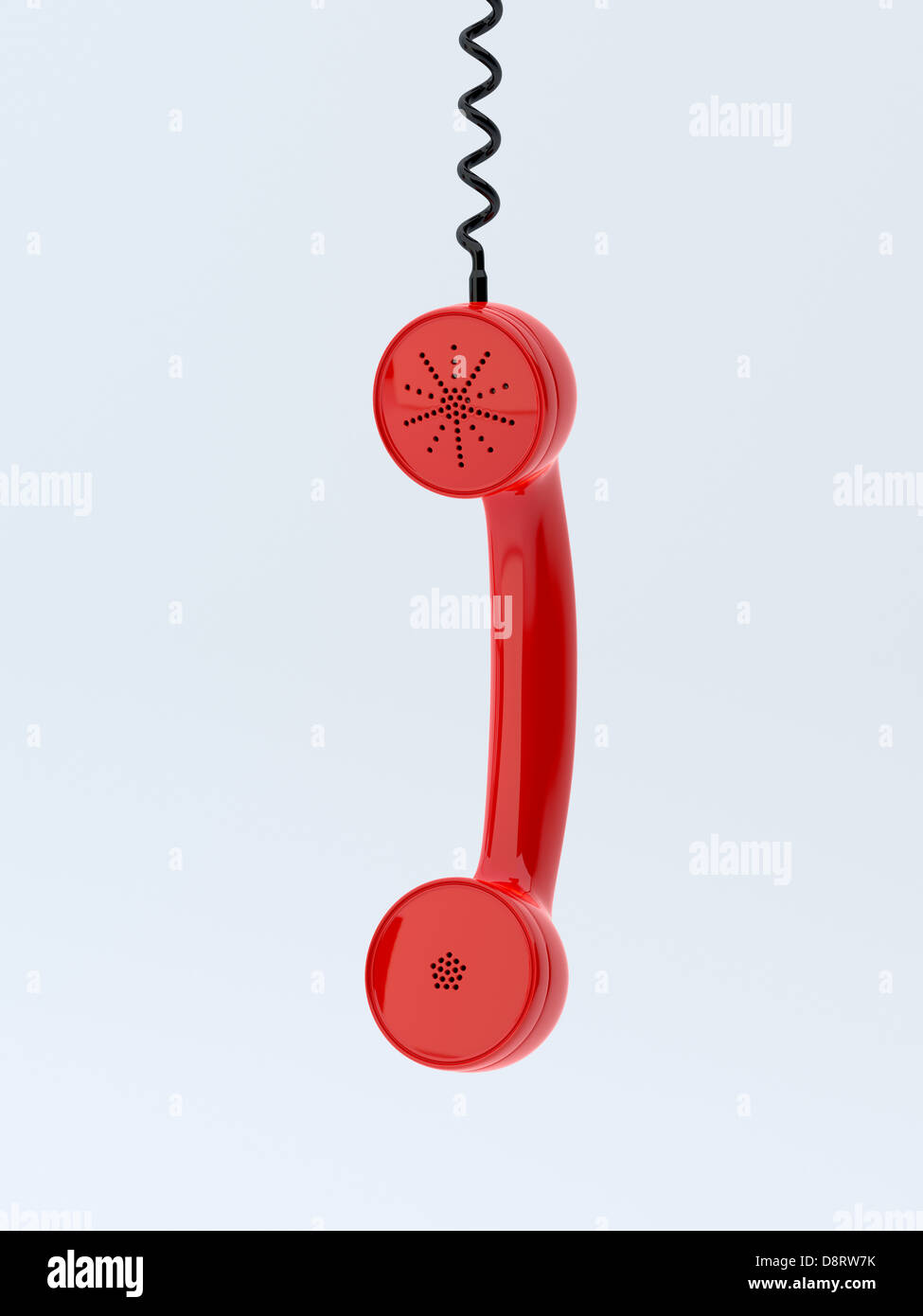 3d render of red phone receiver hanging Stock Photo - Alamy