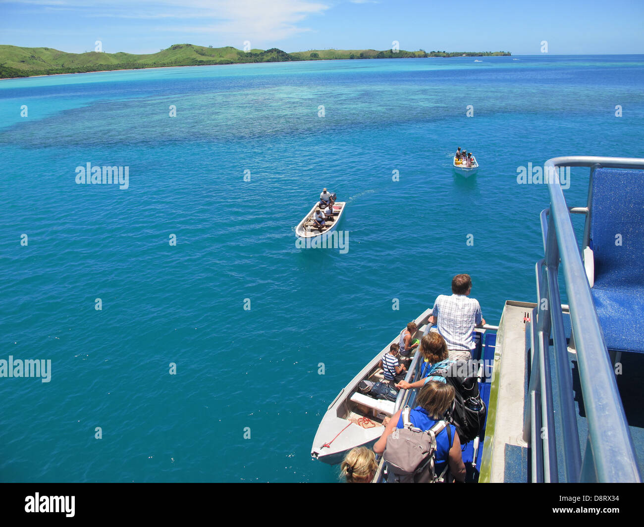 Island Transfers from a Catamaran in Fiji Stock Photo - Alamy