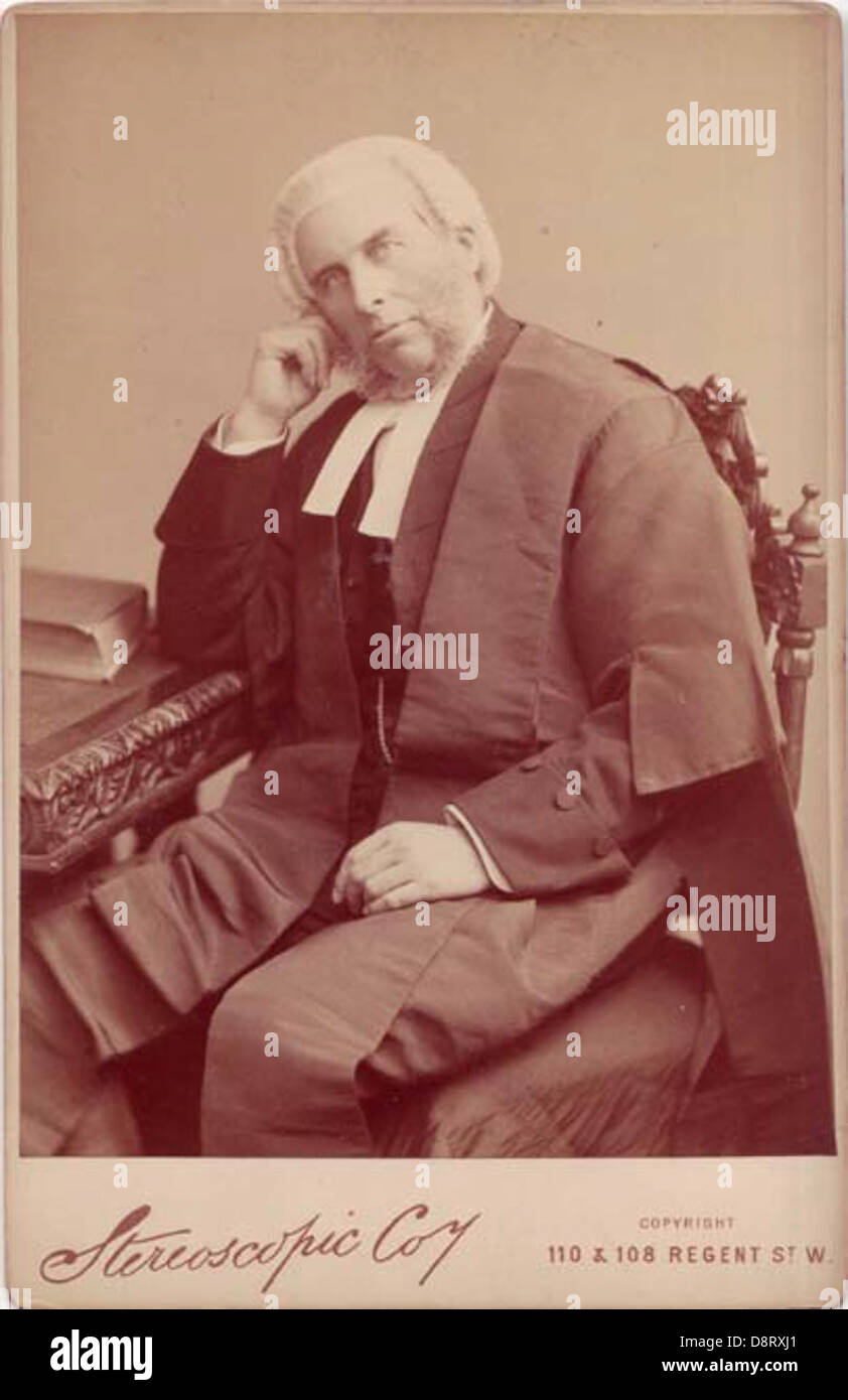 A historical photograph of Justice Kekewich, a British judge, wearing ...