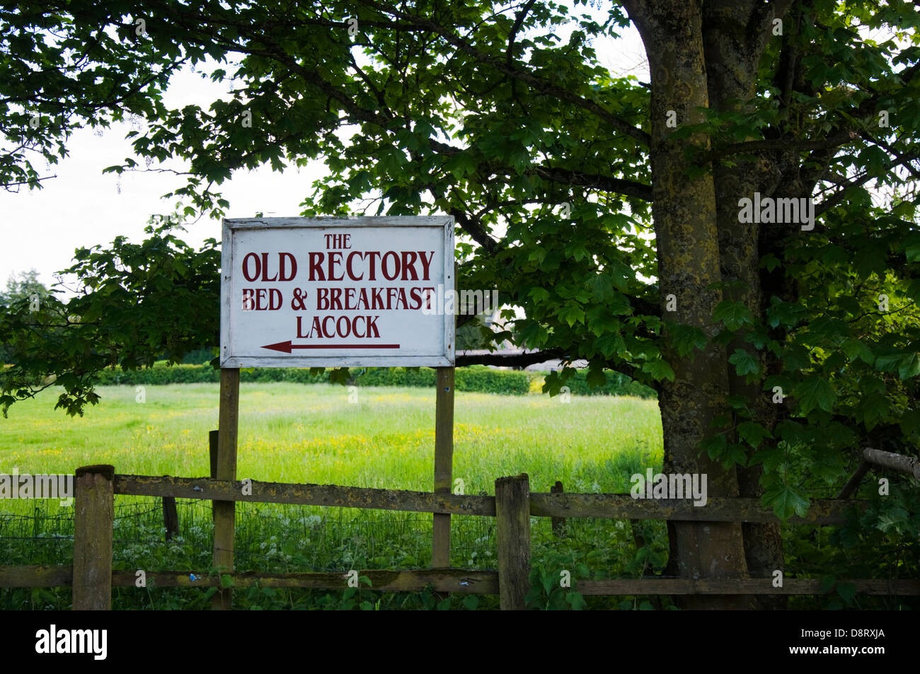The Old Rectory Bed and Breakfast sign at Lacock Wiltshire Stock Photo ...