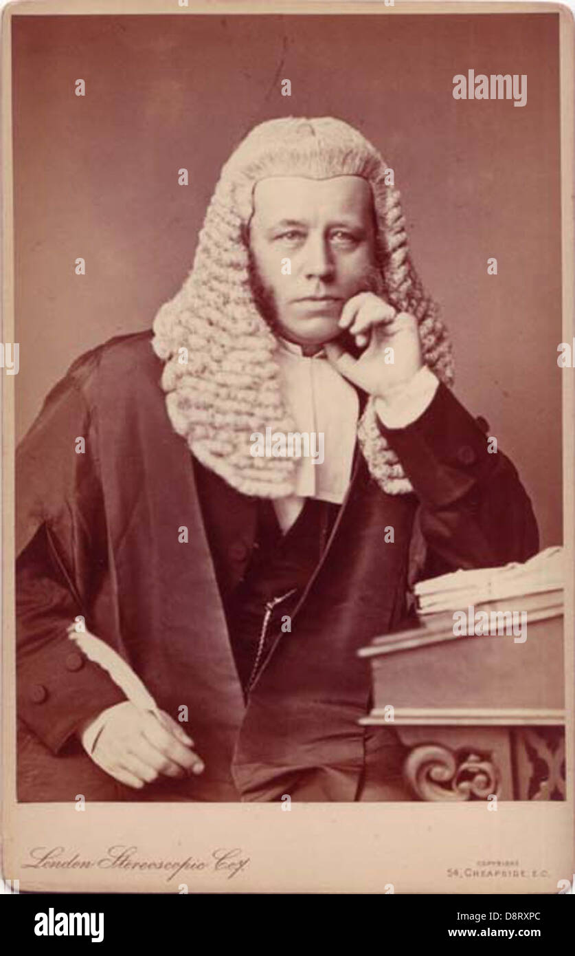 A historical photograph of Justice Baggally, a British judge, dressed ...