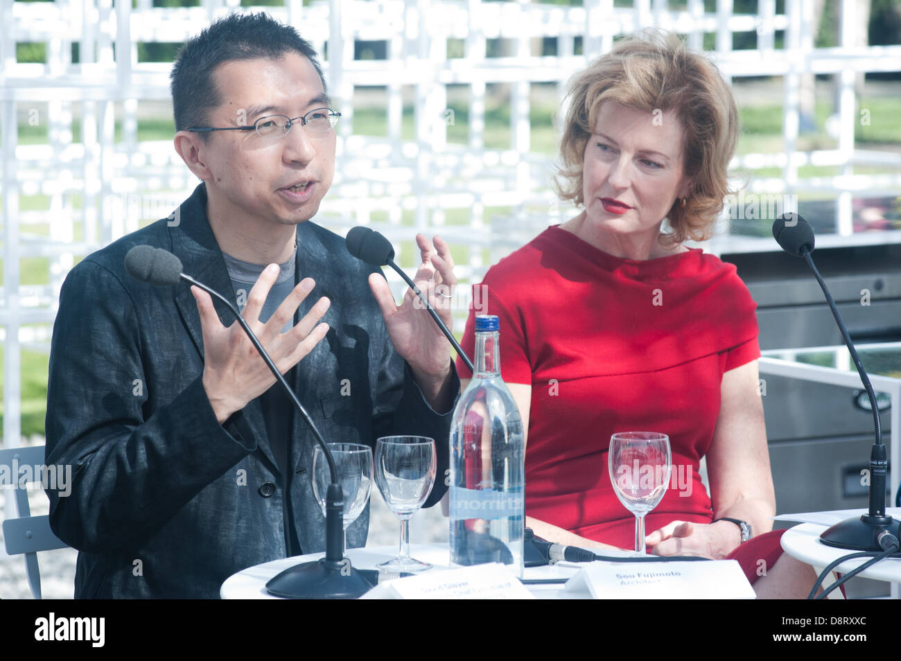 London, UK. 4th June 2013. Architect Sou Fujimoto speaks during the ...