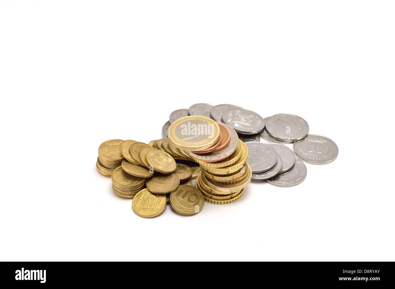 Money coins on white hi-res stock photography and images - Alamy