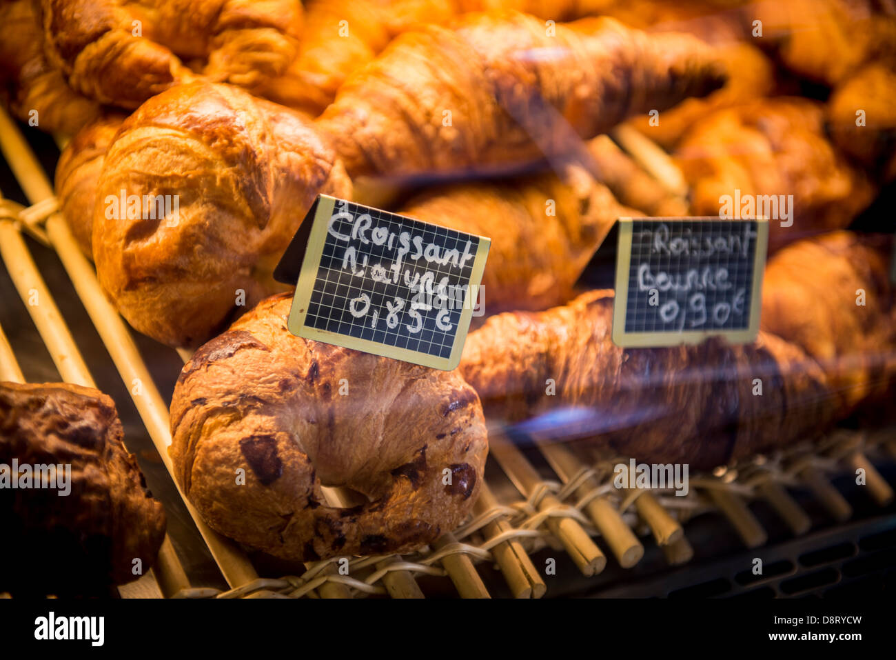 Croissants on display, France Stock Photo - Alamy
