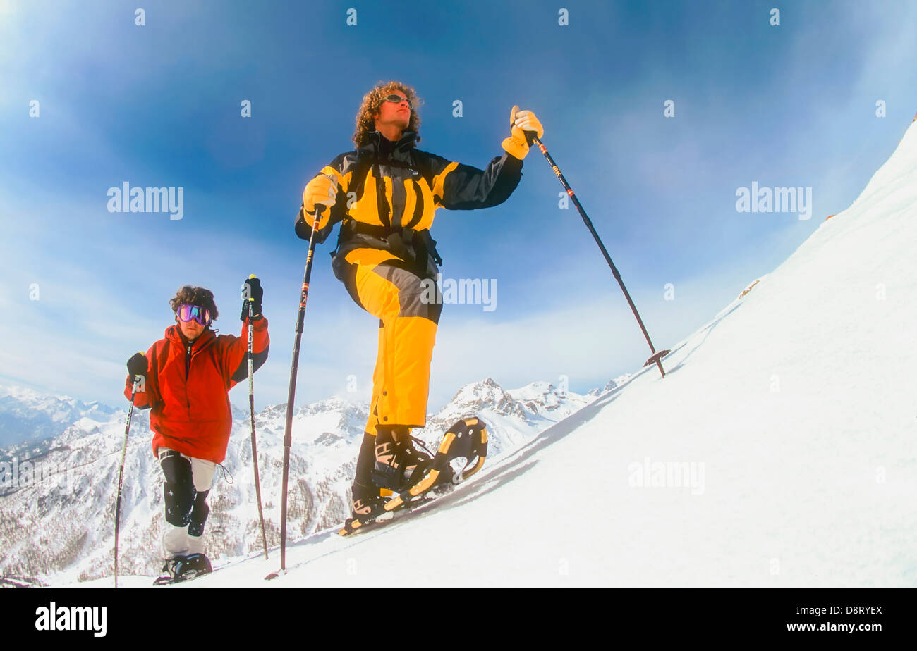 Snowshoers Esben Pedersen and Brian Egeberg explore the backcountry of ...
