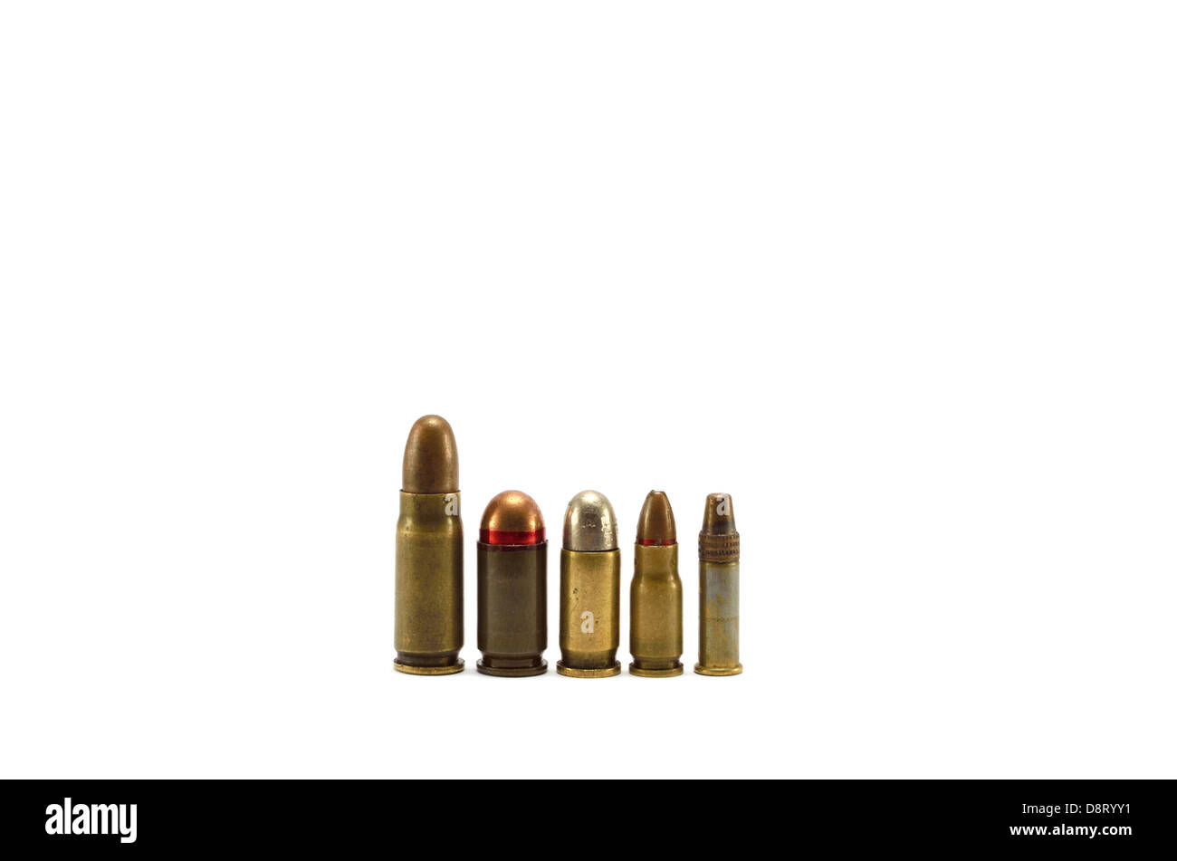 bullets and cartridges on a white background Stock Photo - Alamy