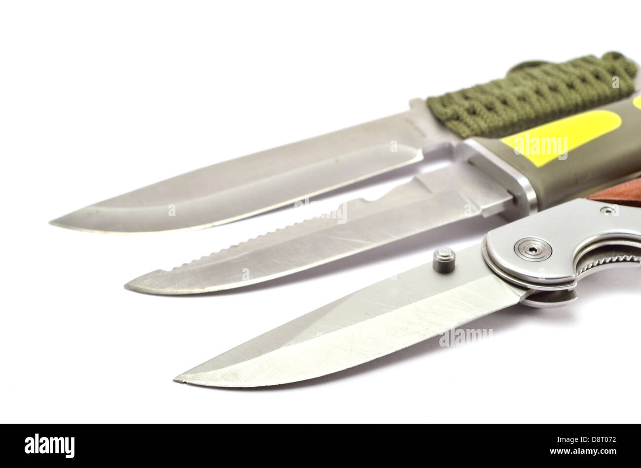 Blades of knives on a white background Stock Photo - Alamy