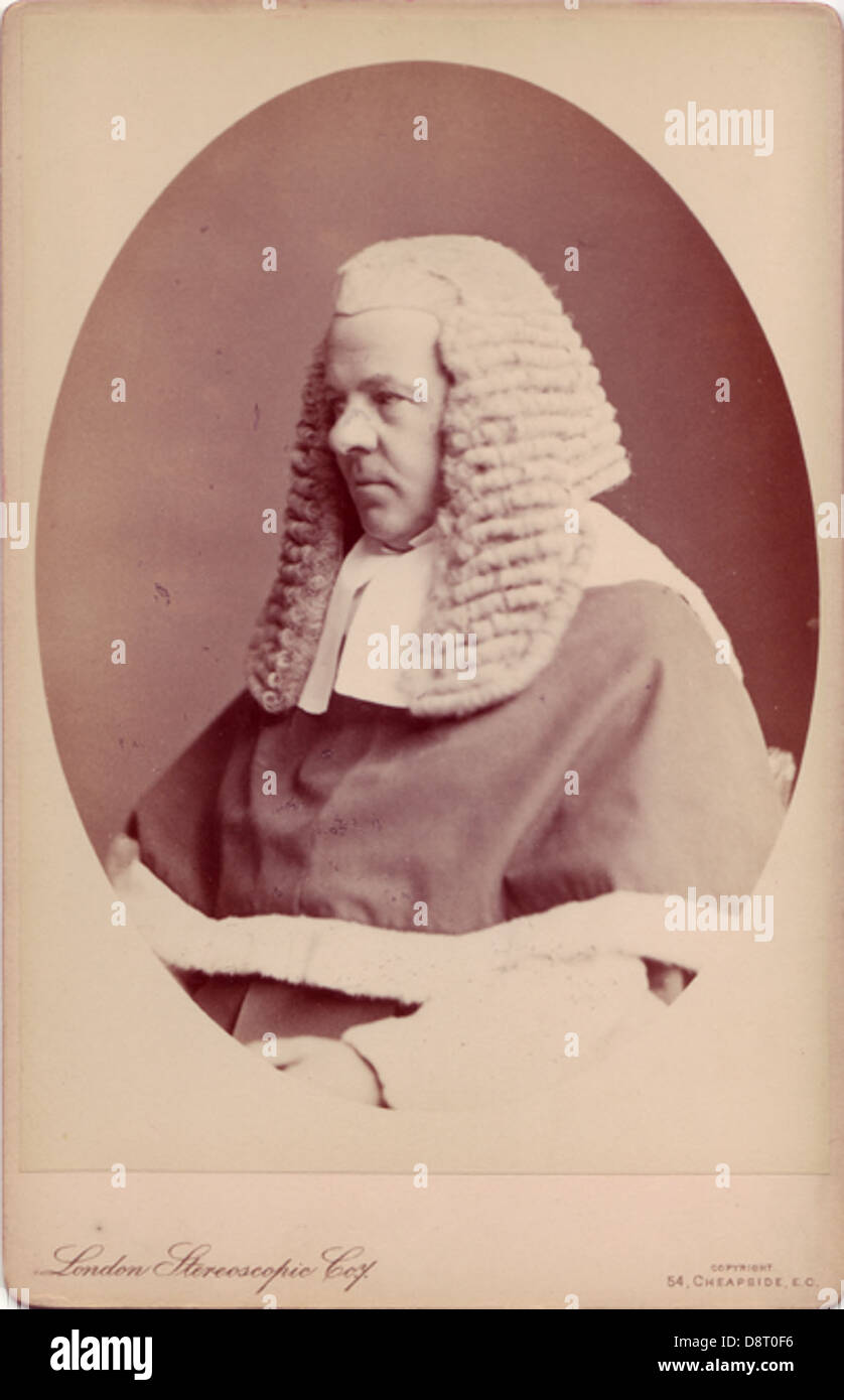 This image features Lord Blackburn, a British judge, in his formal ...