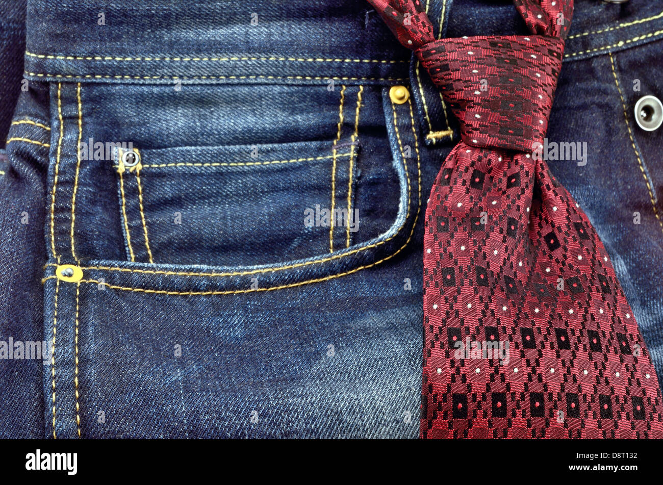 tie and blue jeans Stock Photo - Alamy