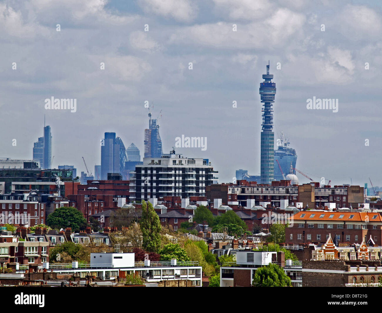 Aerial view from North West London showing the BT Tower, London ...