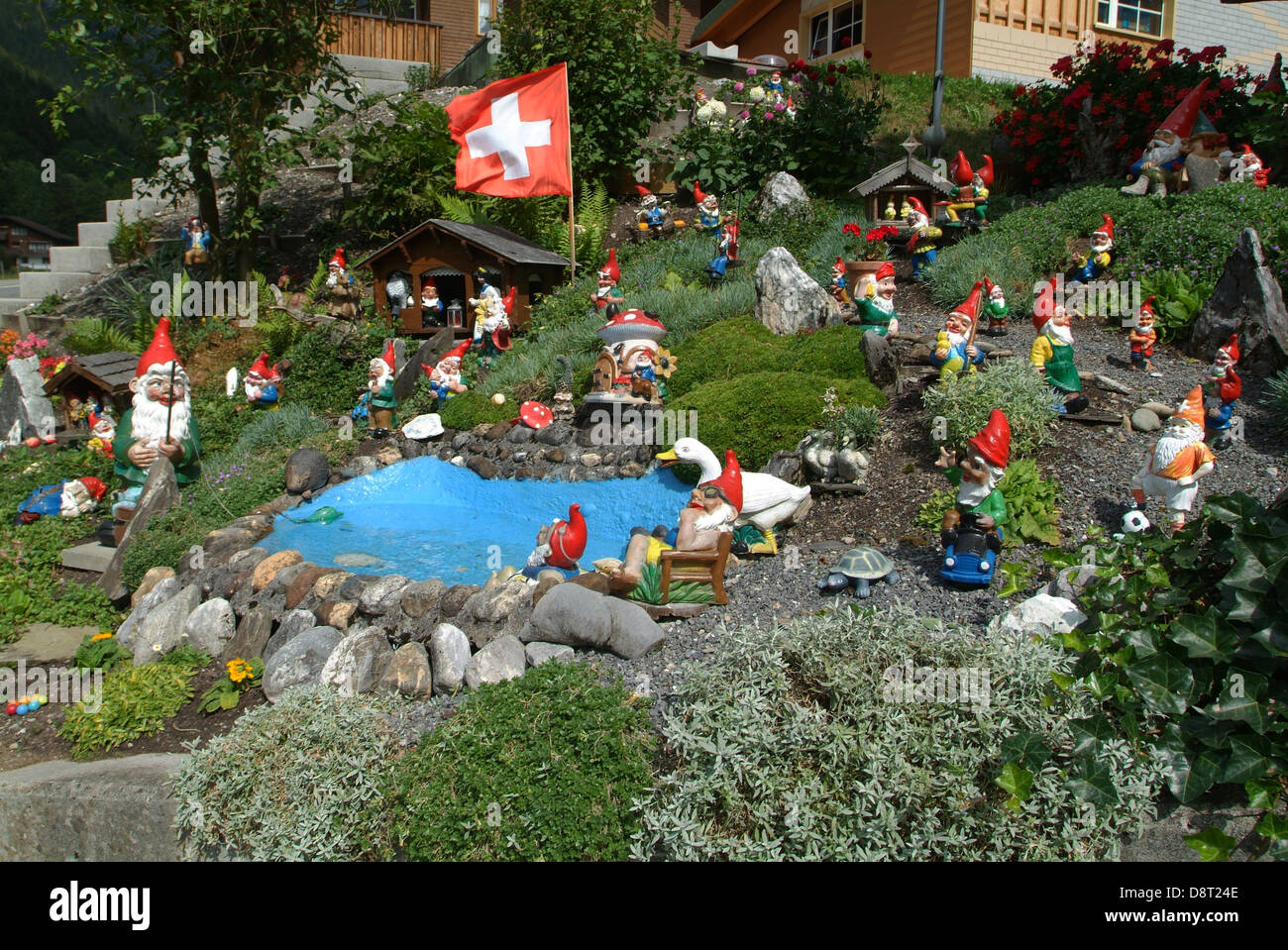Garden gnomes at Engelberg on the Swiss alps Stock Photo - Alamy