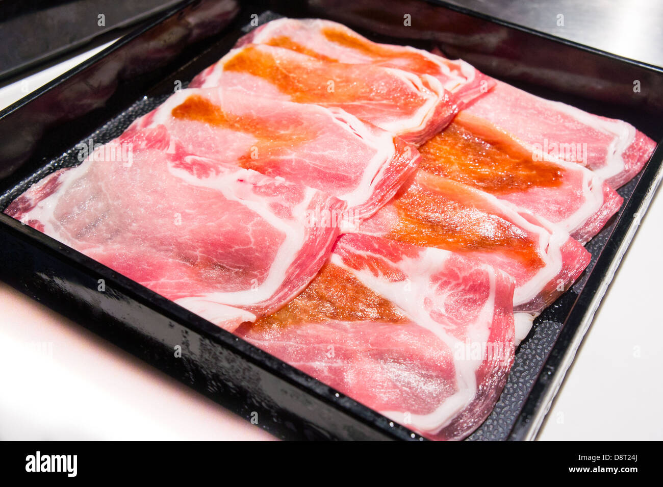 The plate of fresh slice raw pork for grill Stock Photo - Alamy