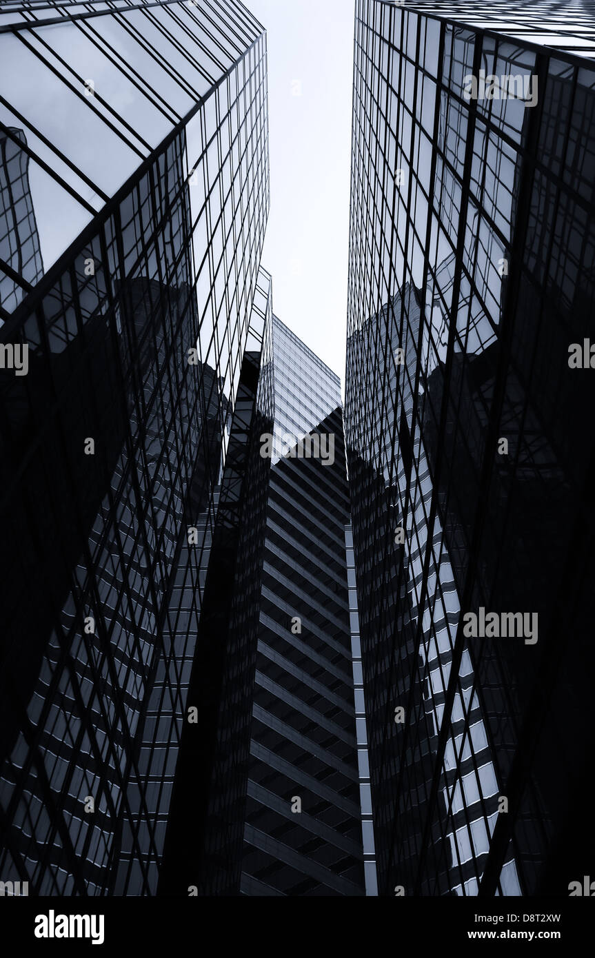 Glass commercial skyscrapers in black and white, Hong Kong Stock Photo ...