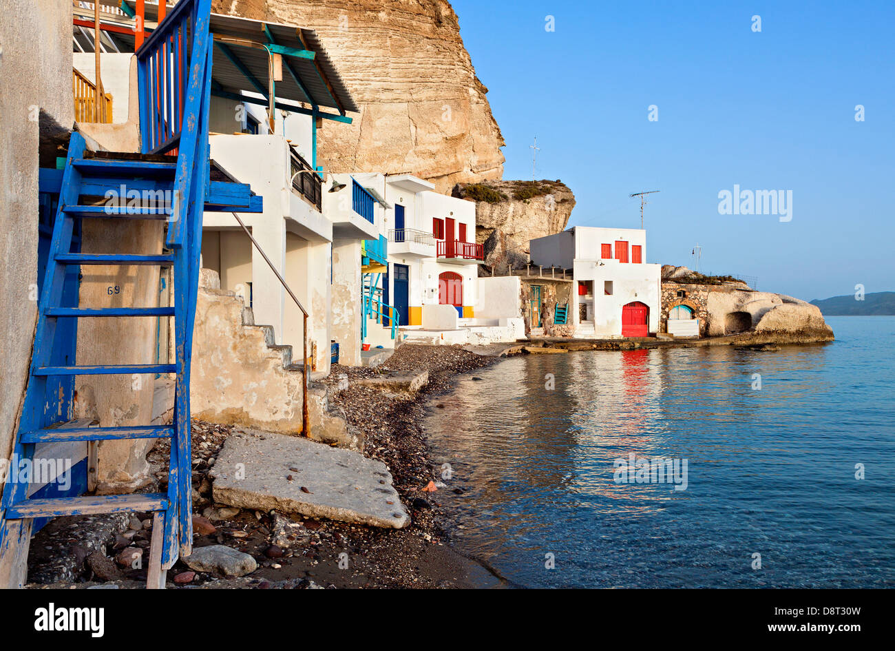 Traditional fishing village of Klima at Milos island in Greece Stock ...