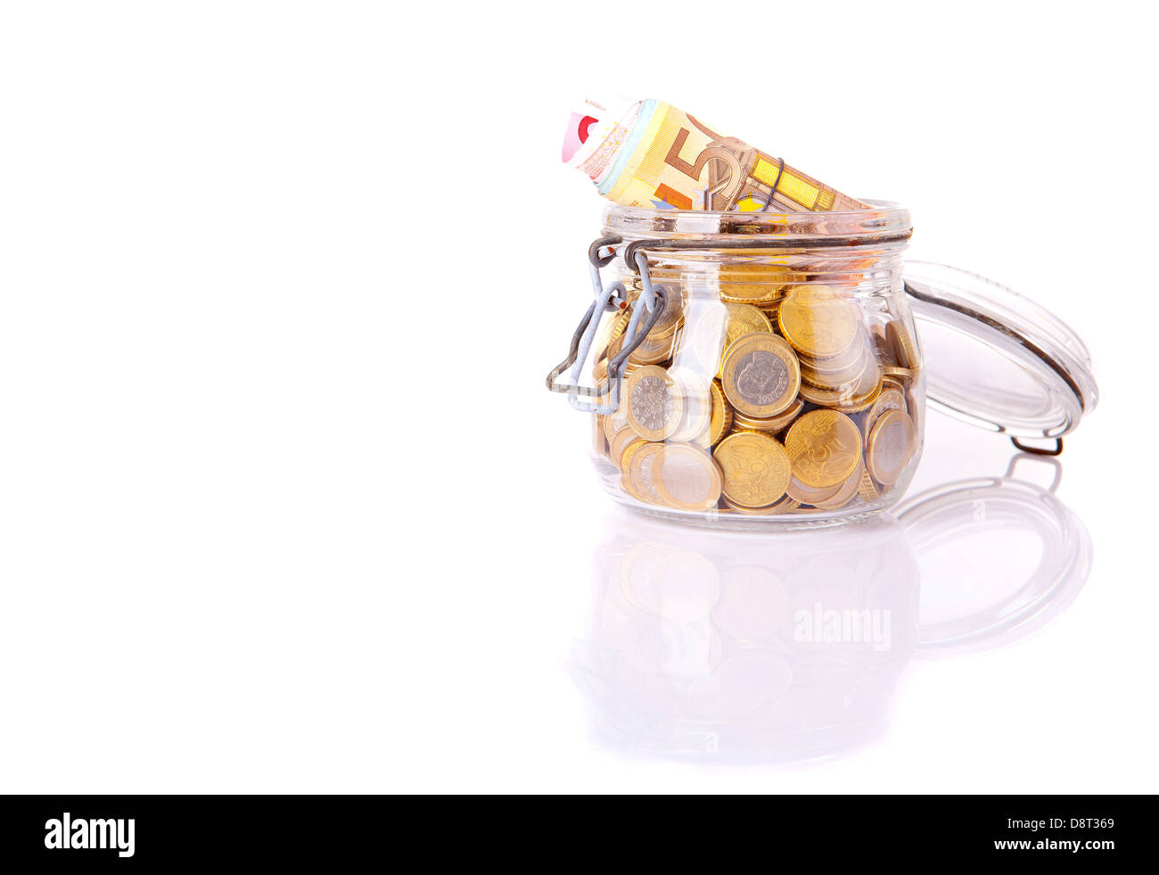 Money jar, isolated over white background Stock Photo - Alamy