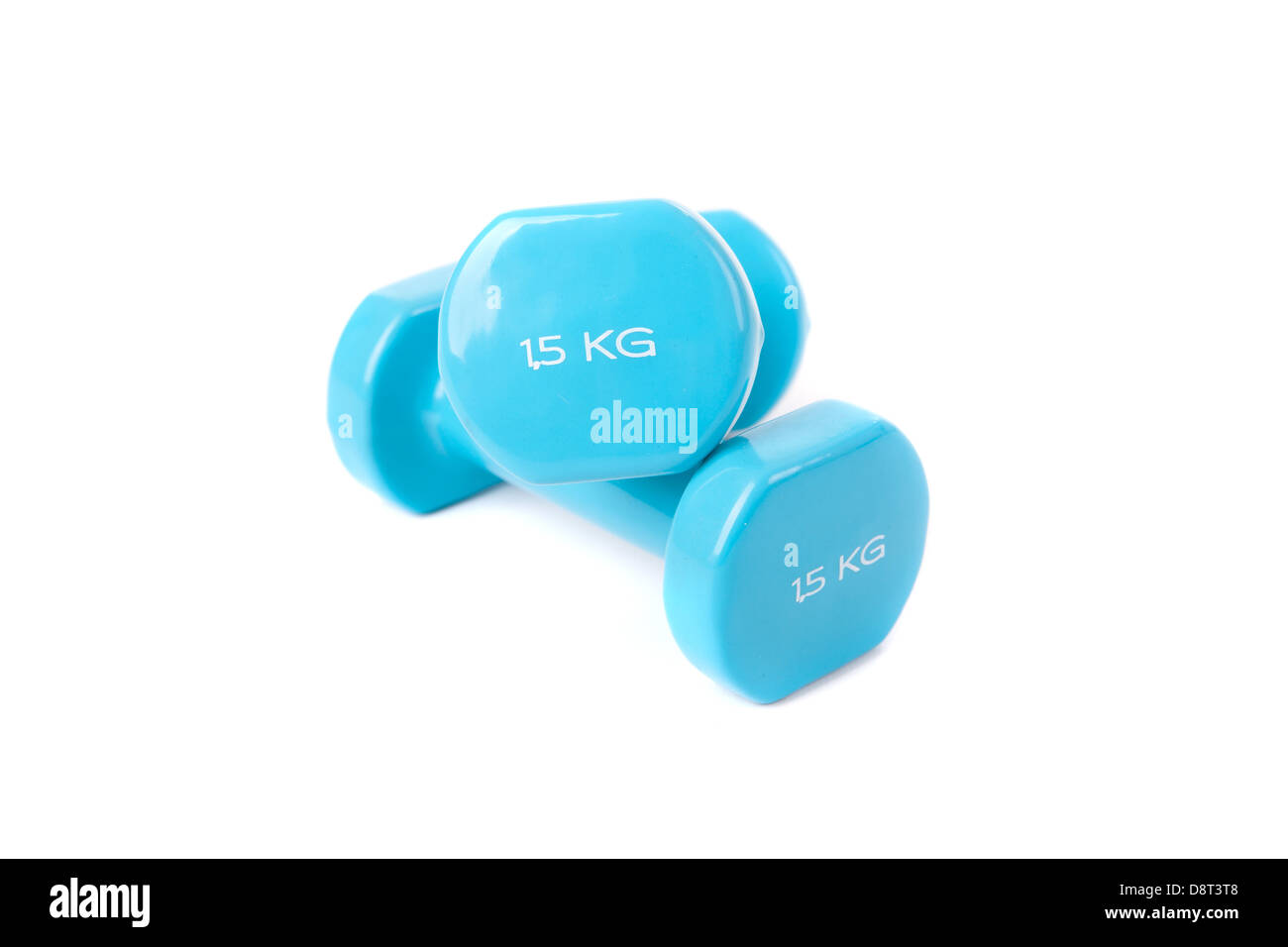 A pair of blue dumbbells Stock Photo - Alamy