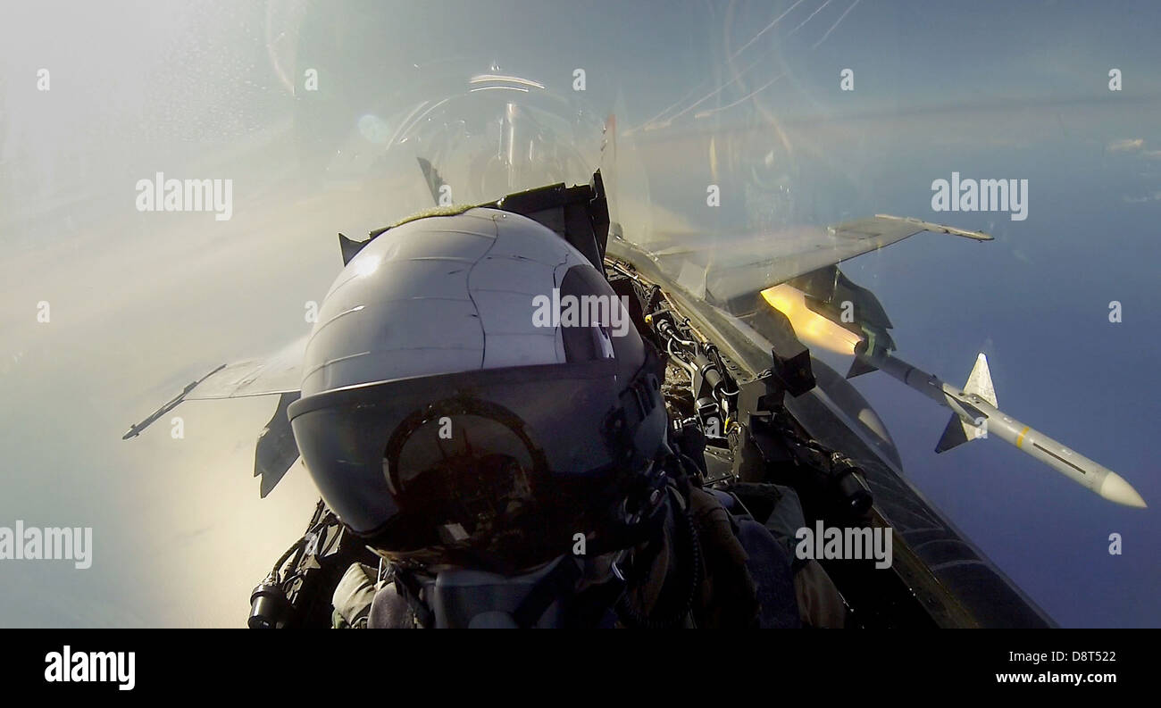 AIM-7 Sparrow missile from an F/A-18C Hornet airplane while ...