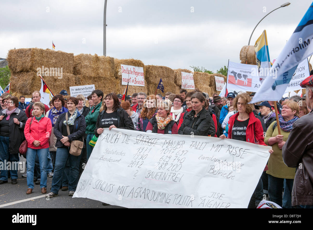Berlin, Germany. June 4th 2013. Farmers and milk producers stop the ...