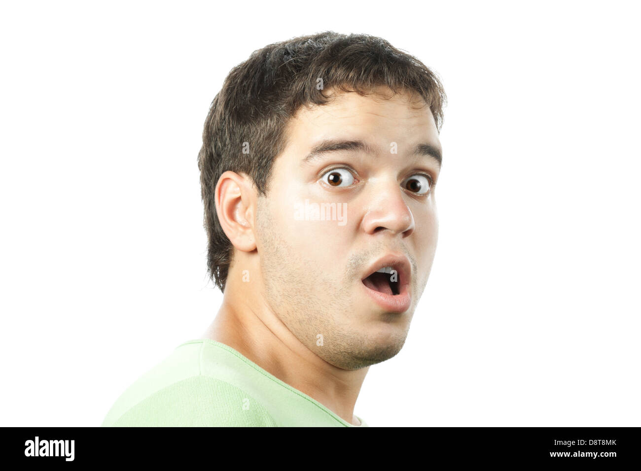 scared young man portrait isolated on white Stock Photo - Alamy