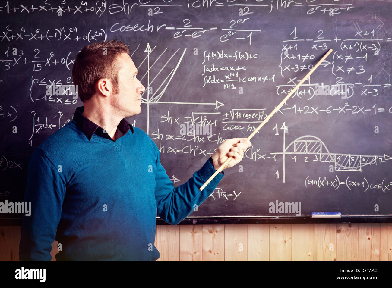 portrait of caucasian teacher and blackboard Stock Photo - Alamy