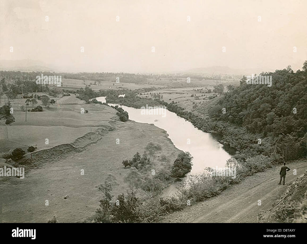 This historical photograph captures the Manning River near Wingham ...