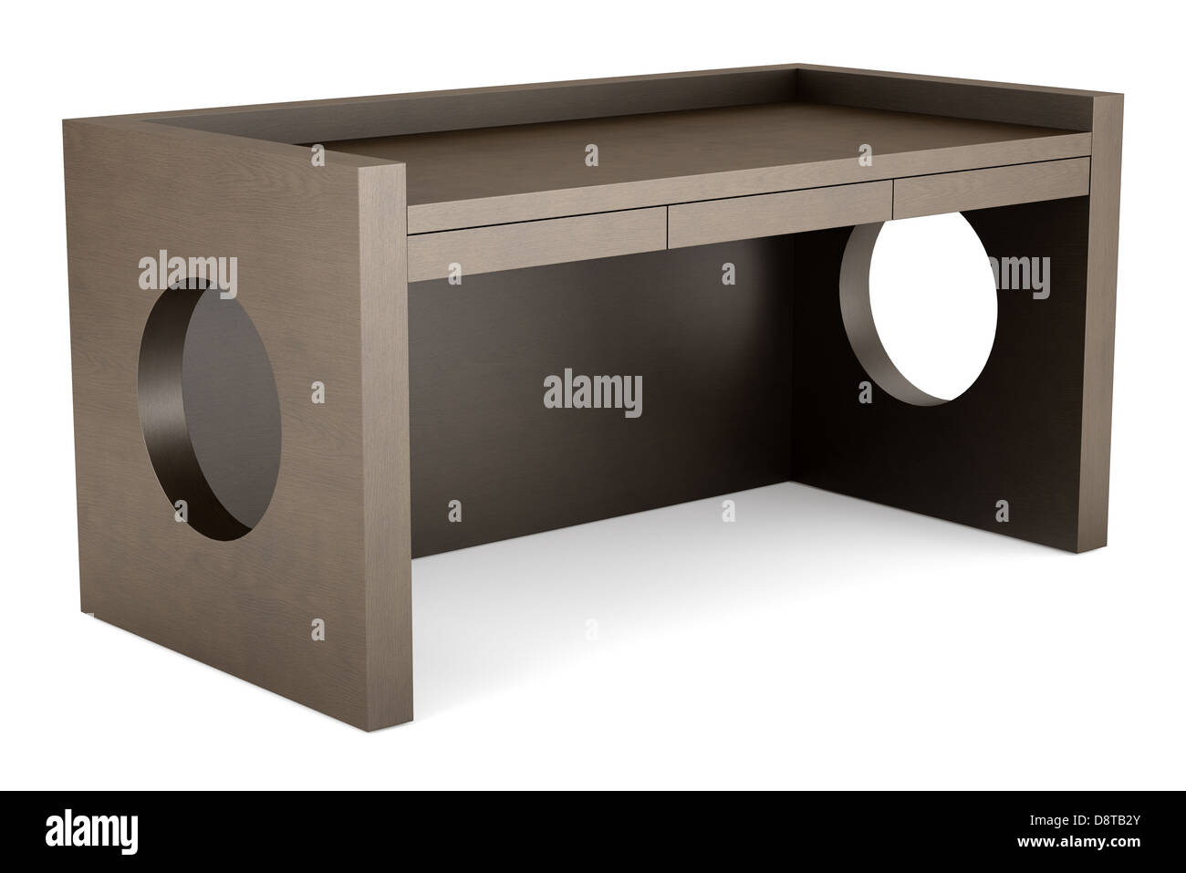 modern brown wooden table isolated on white Stock Photo - Alamy