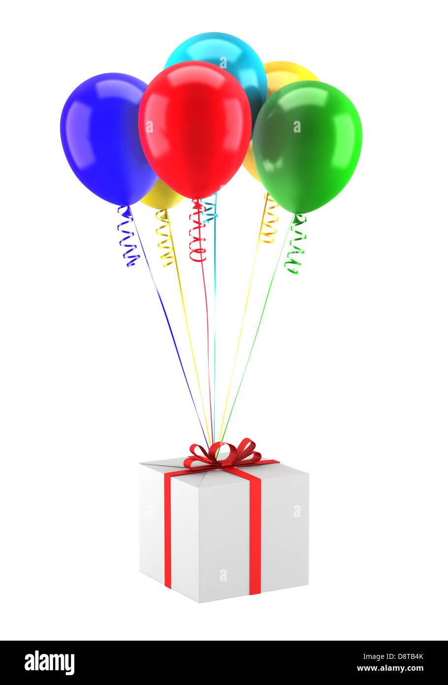 gift box with multicolored balloons isolated Stock Photo - Alamy