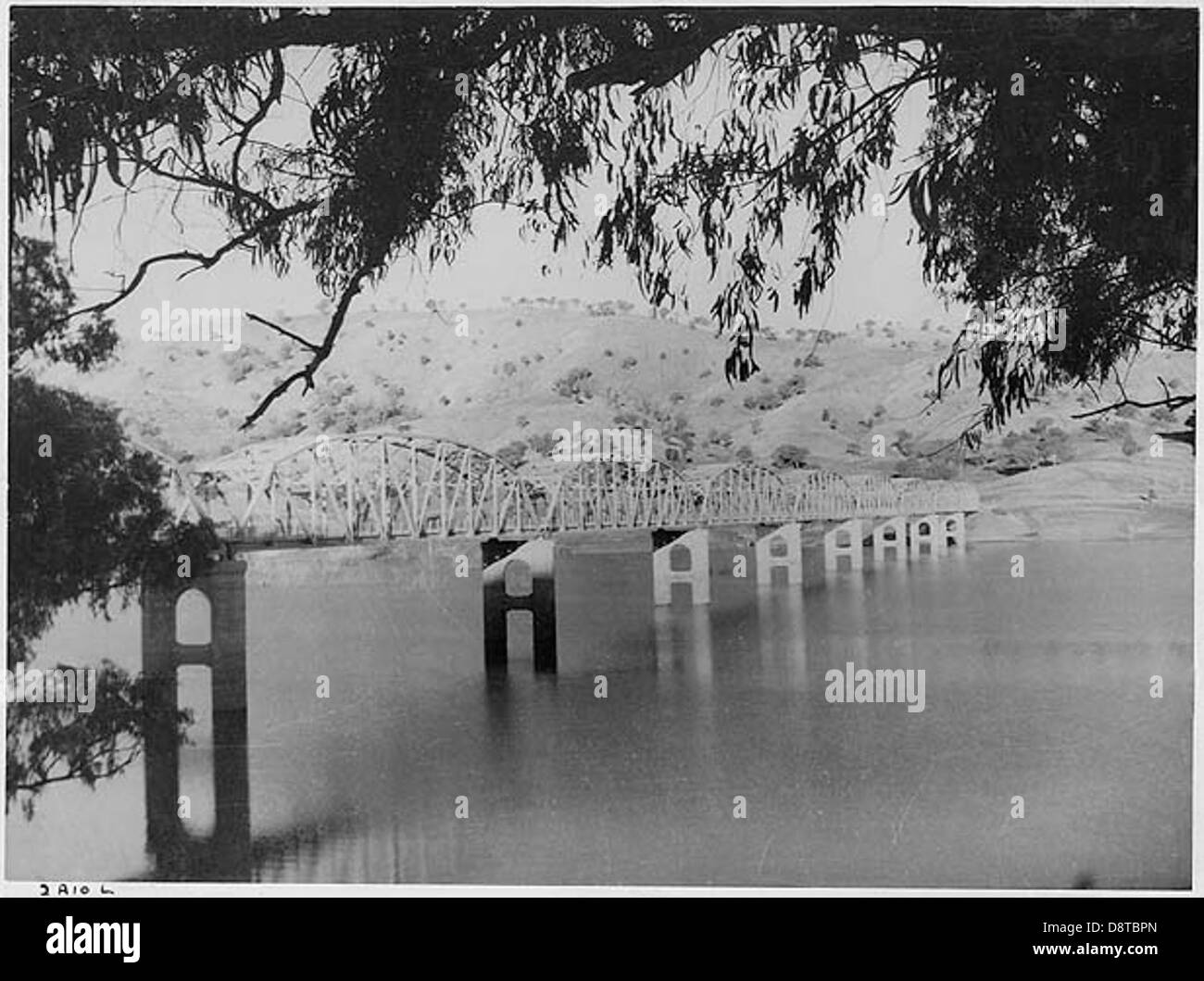 This historical black-and-white photograph showcases Lake Hume Dam and ...