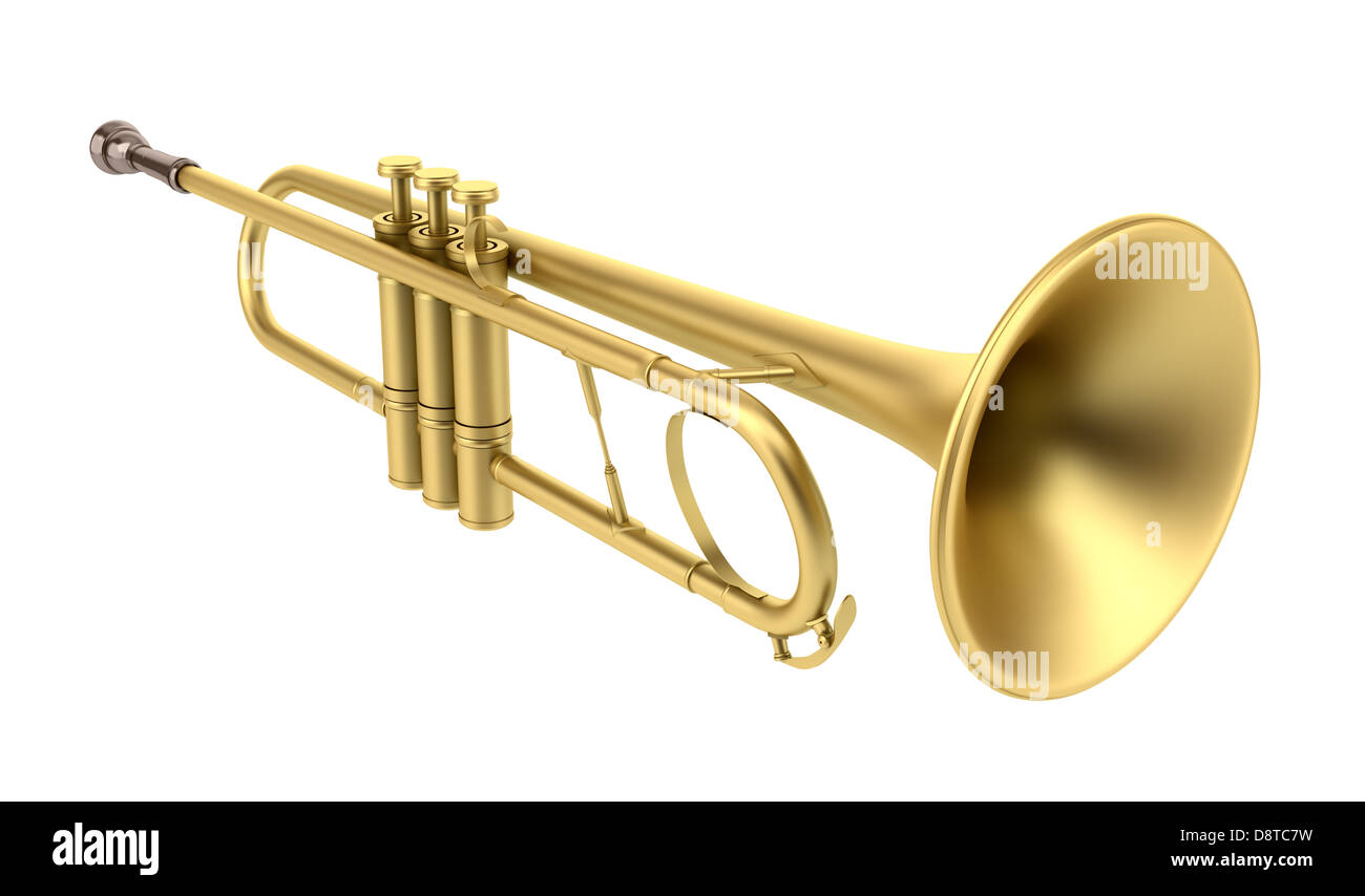 brass trumpet isolated on white background Stock Photo - Alamy