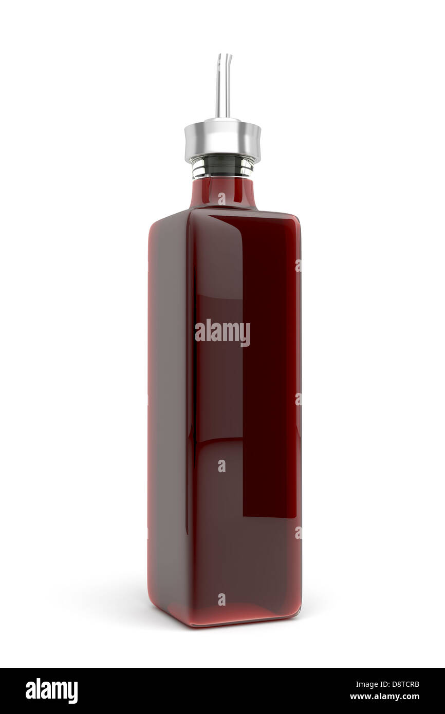Vinegar in glass bottle on white background Stock Photo - Alamy