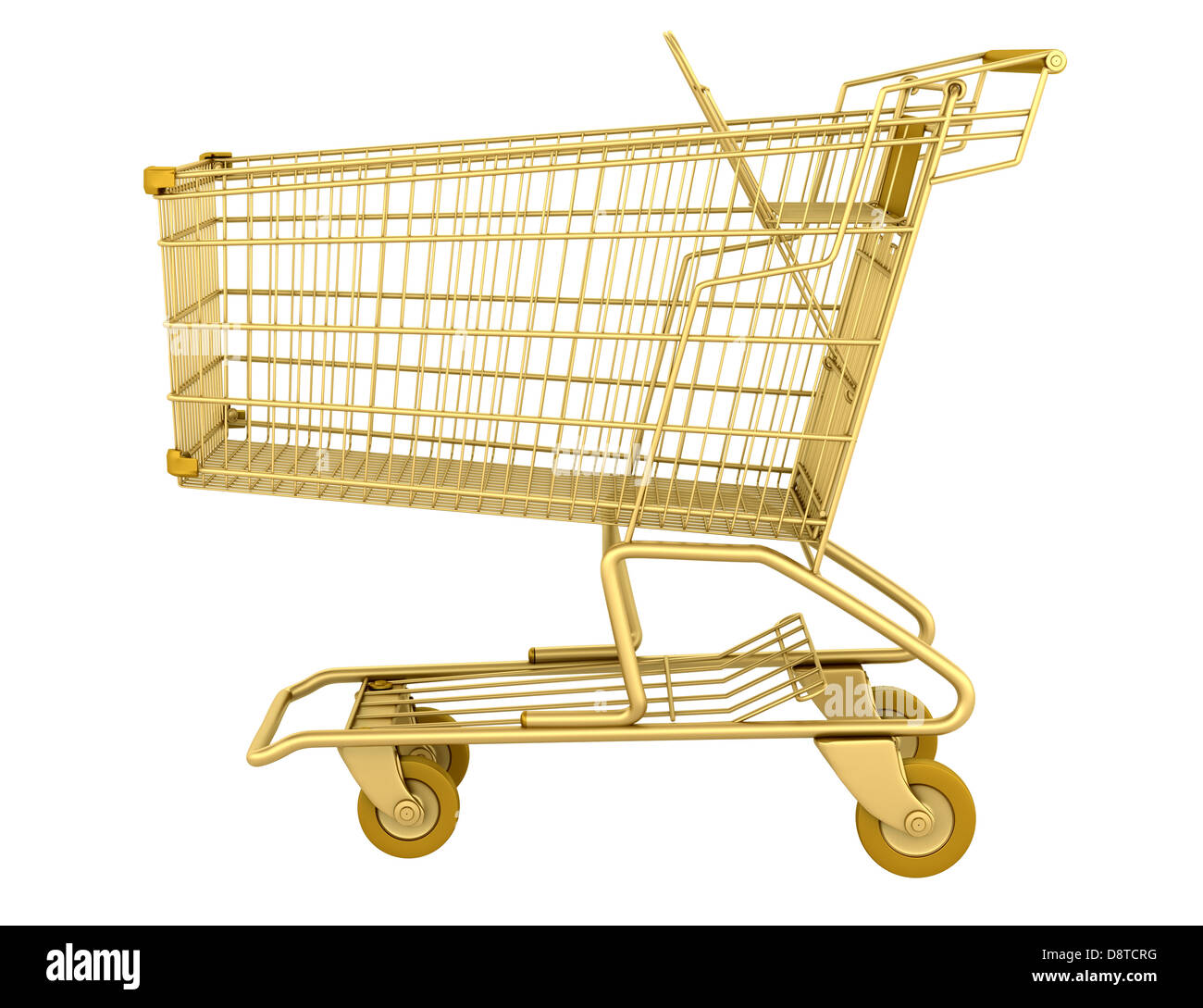 golden empty shopping cart isolated on white Stock Photo - Alamy