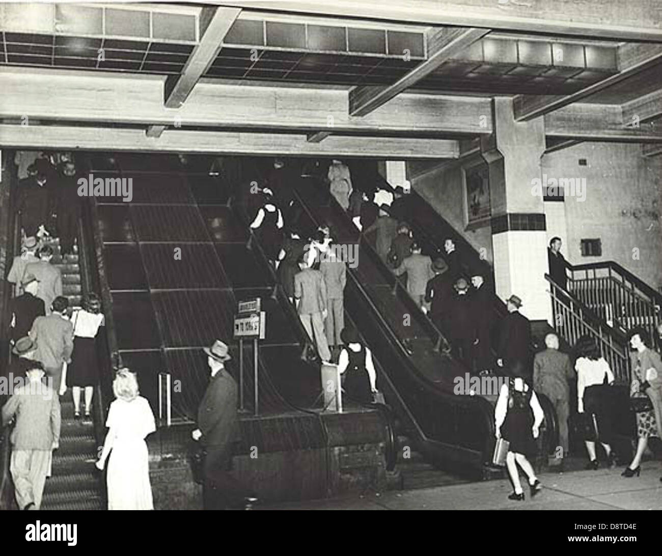 Using the escalators at Wynyard Stock Photo - Alamy