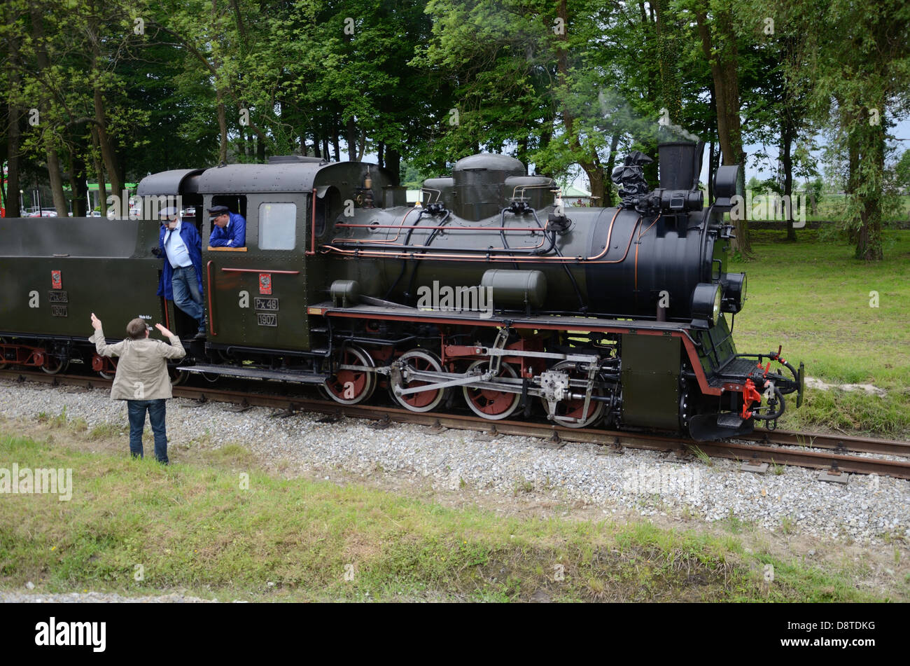 KROSNICE, DOLNY SLASK, POLAND - MAY 25: Restored narrow gauge railroad ...
