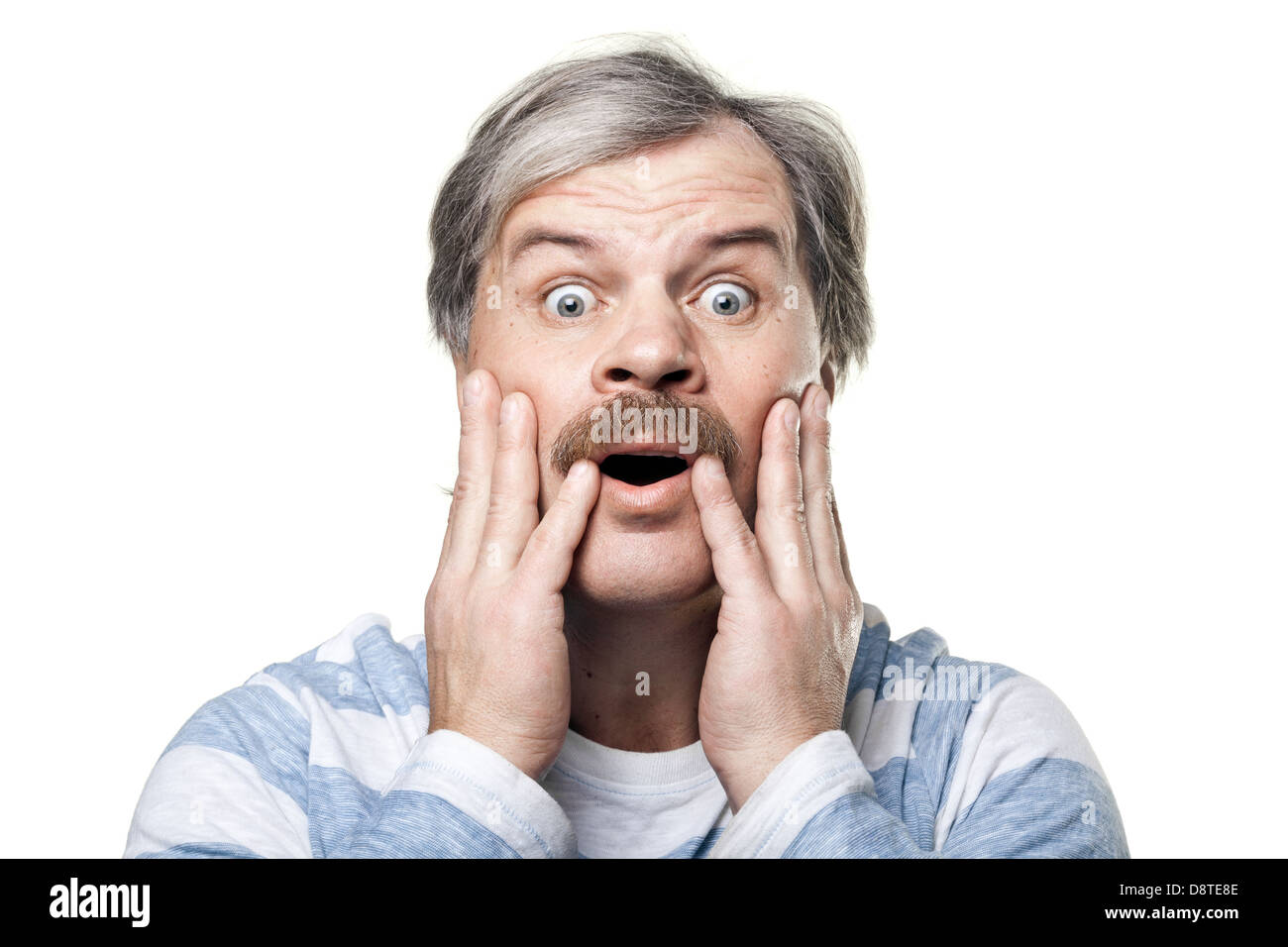 amazed mature man portrait isolated on white Stock Photo - Alamy
