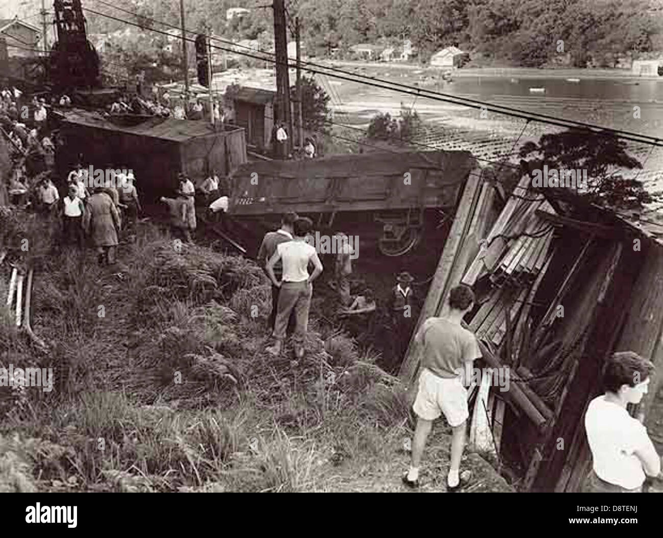Train derailment at Oatley Bank Stock Photo - Alamy