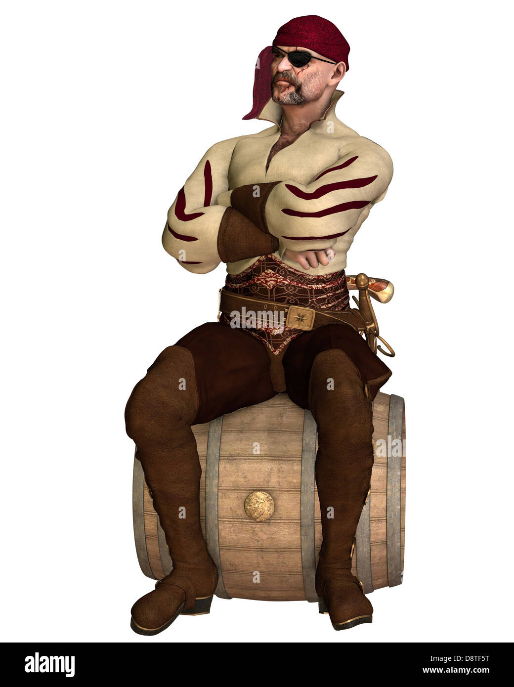 Old Pirate Sitting on a Barrel Stock Photo - Alamy