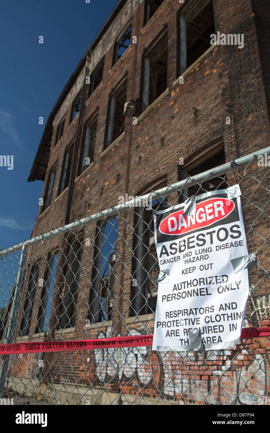 Asbestos Hazard at Old Factory Stock Photo - Alamy