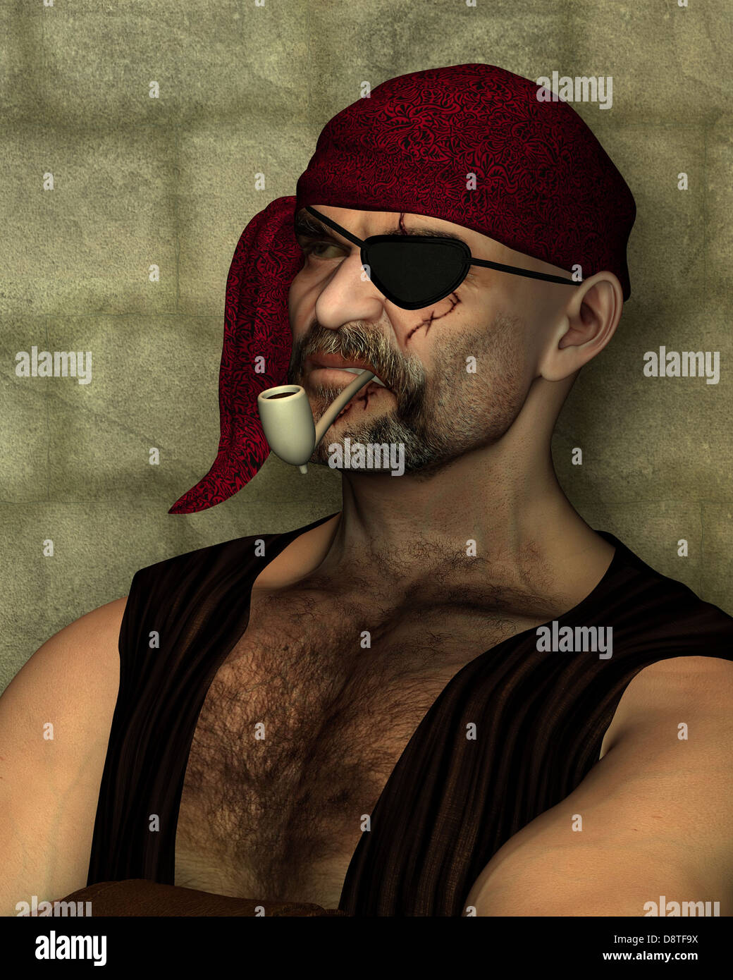 Old Pirate with Clay Pipe Stock Photo - Alamy