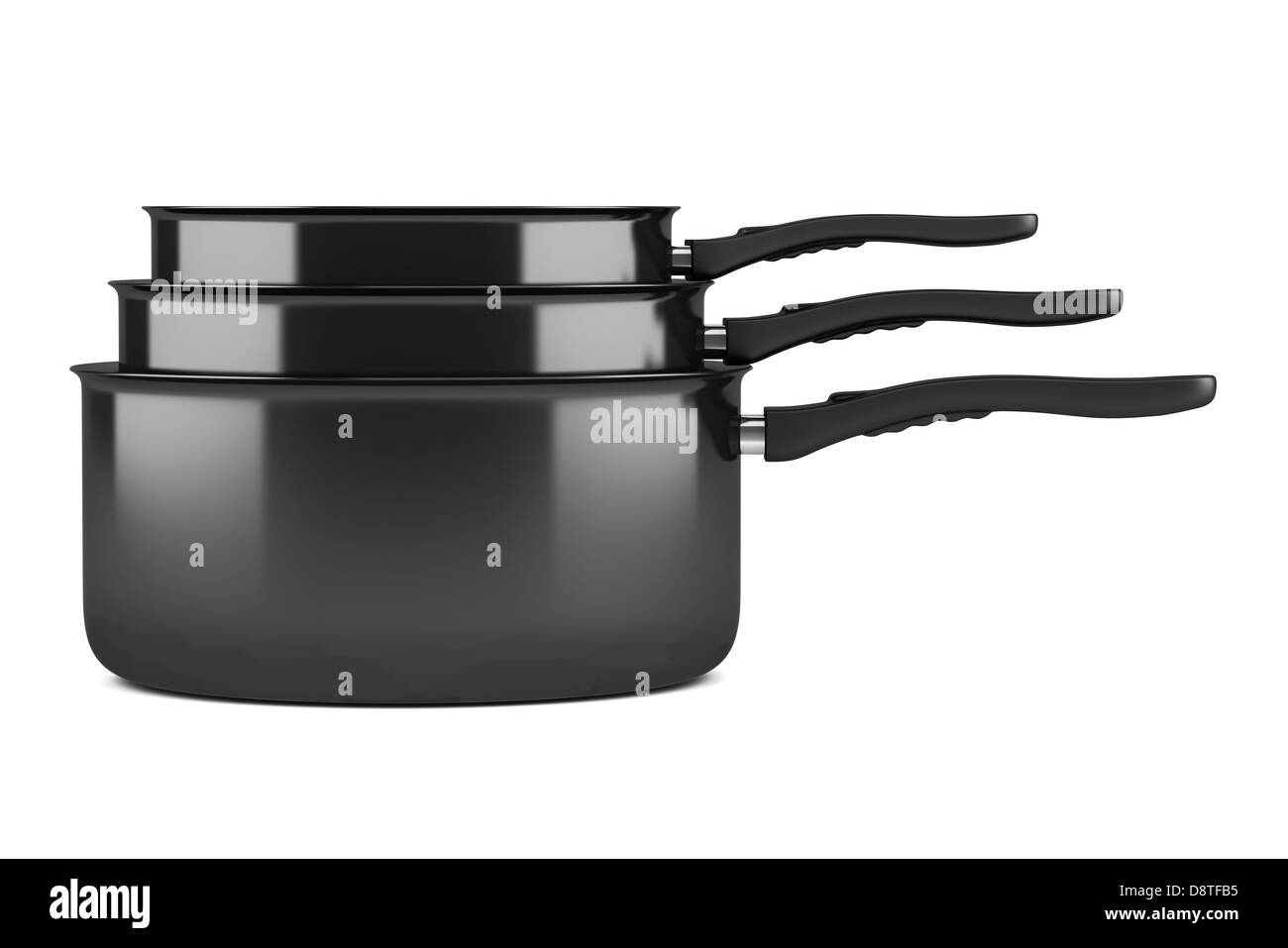 Stainless steel cooking pots Black and White Stock Photos & Images - Alamy