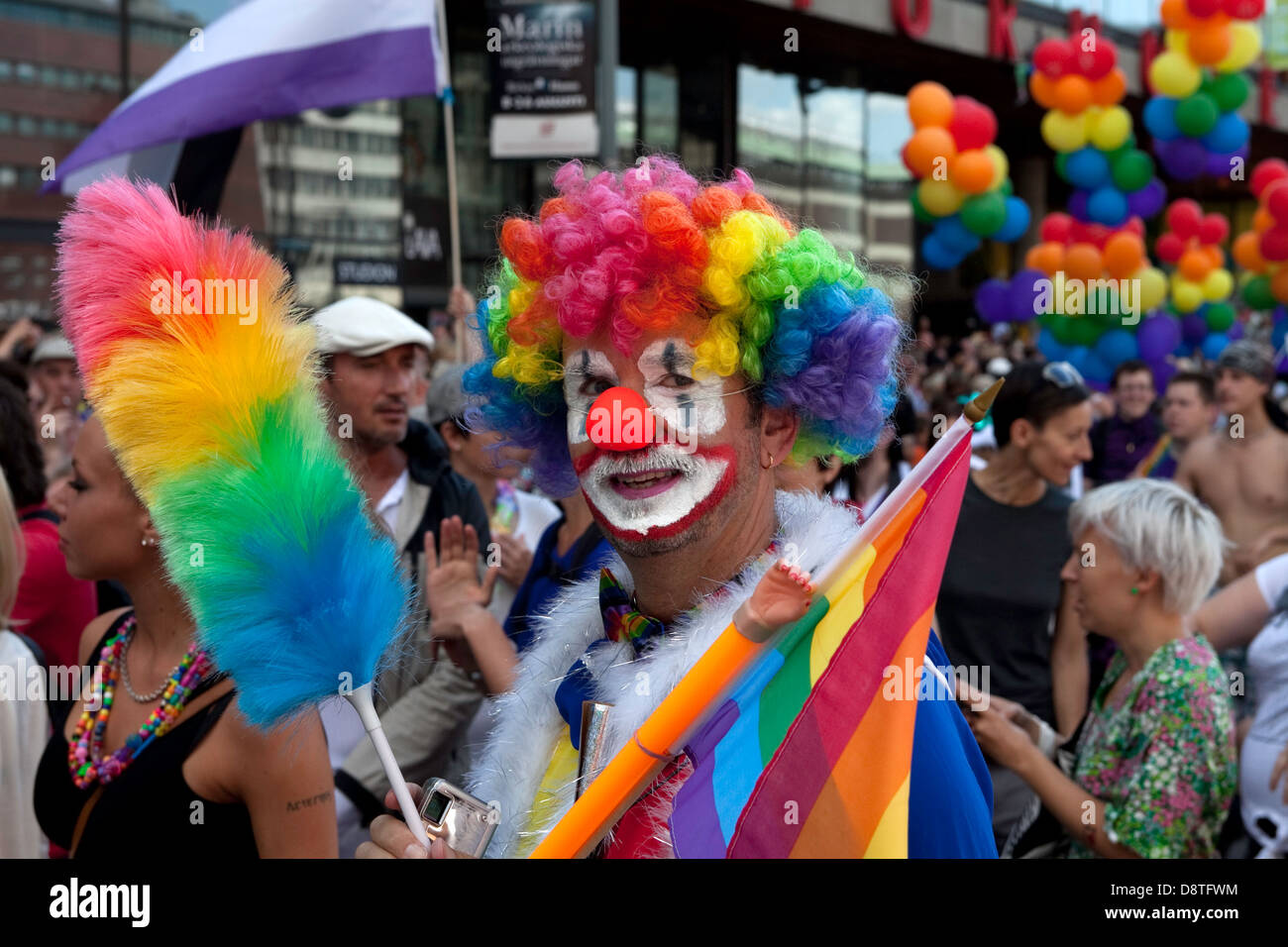 A gay clown at the Stockholm Pride parade 2012 Stock Photo - Alamy