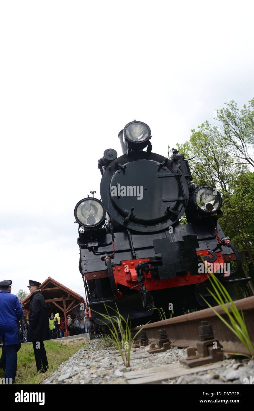 KROSNICE, DOLNY SLASK, POLAND - MAY 25: Restored narrow gauge railroad ...