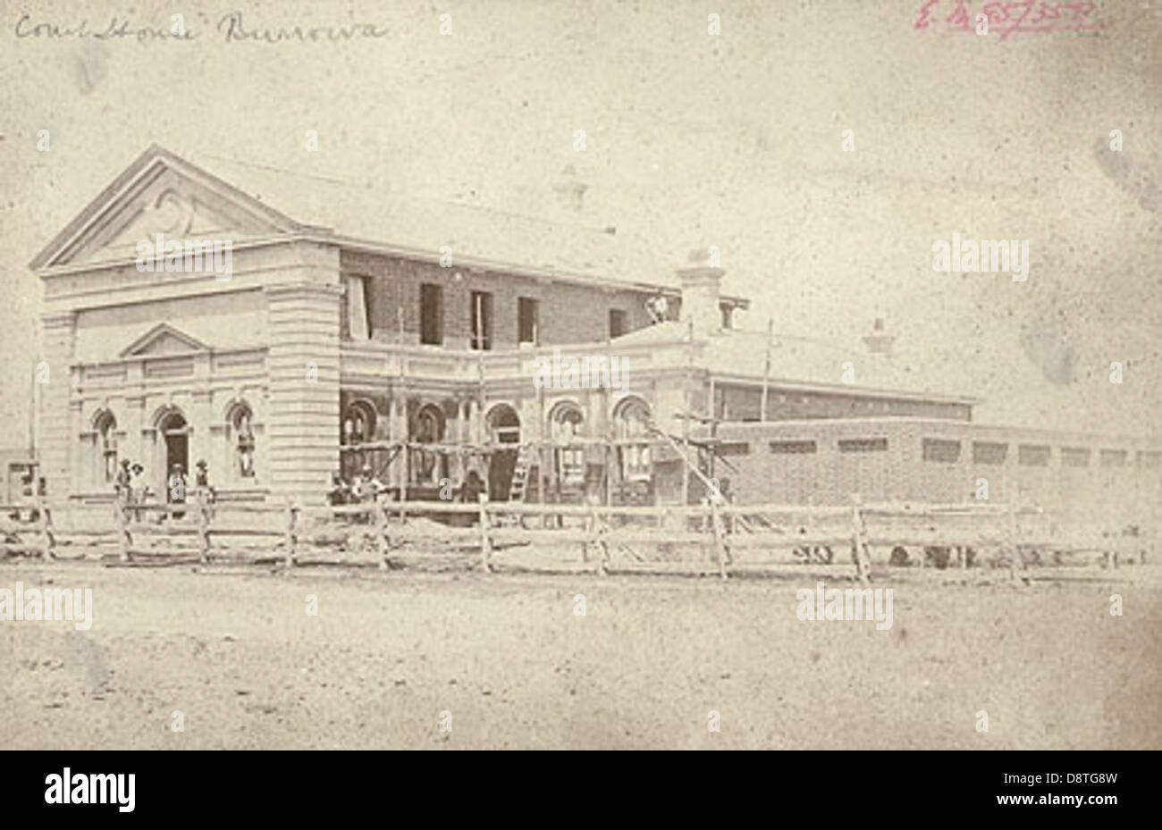 This historical black-and-white photograph shows the Burrowa Court ...