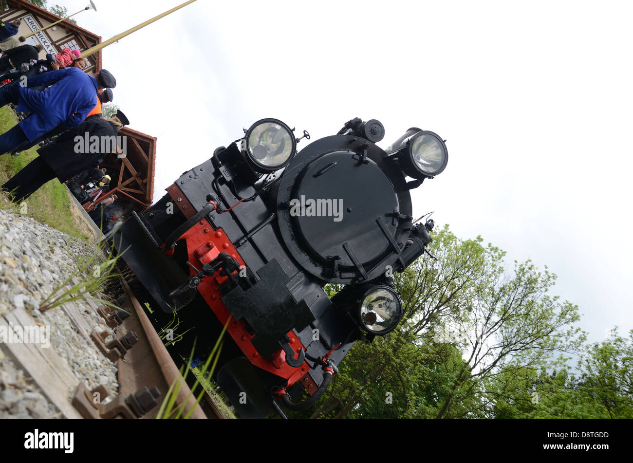 KROSNICE, DOLNY SLASK, POLAND - MAY 25: Restored narrow gauge railroad ...