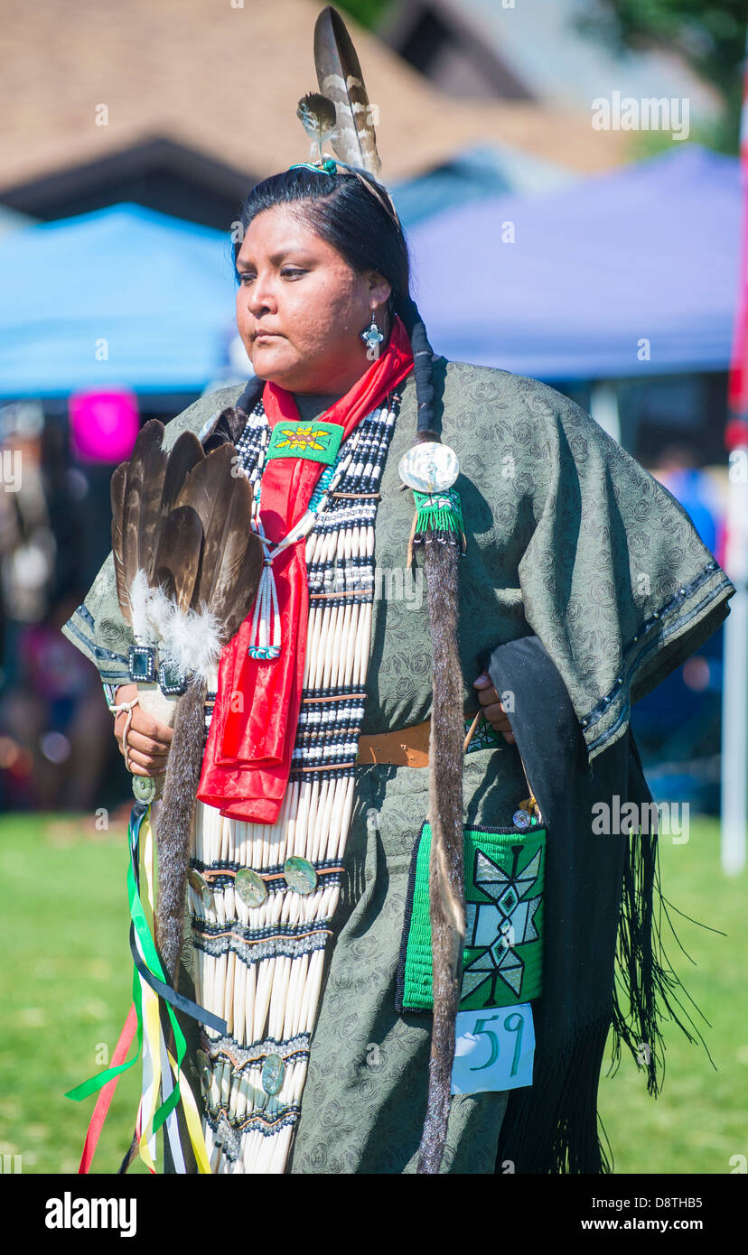 An unidentified Native Indian woman takes part at the Mariposa 20th ...