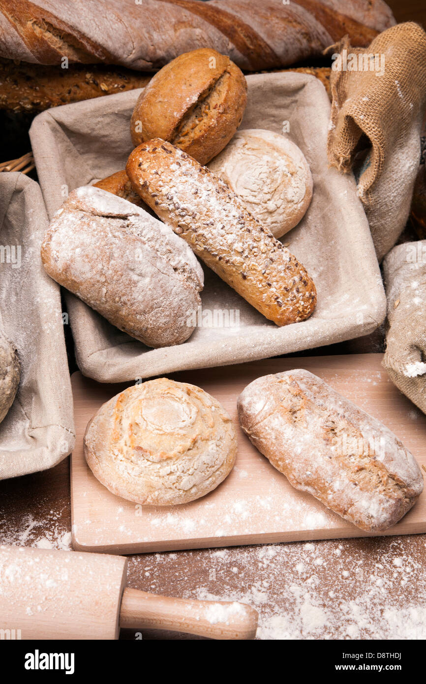 The traditional set of bread, rolls and other ingredients Stock Photo ...