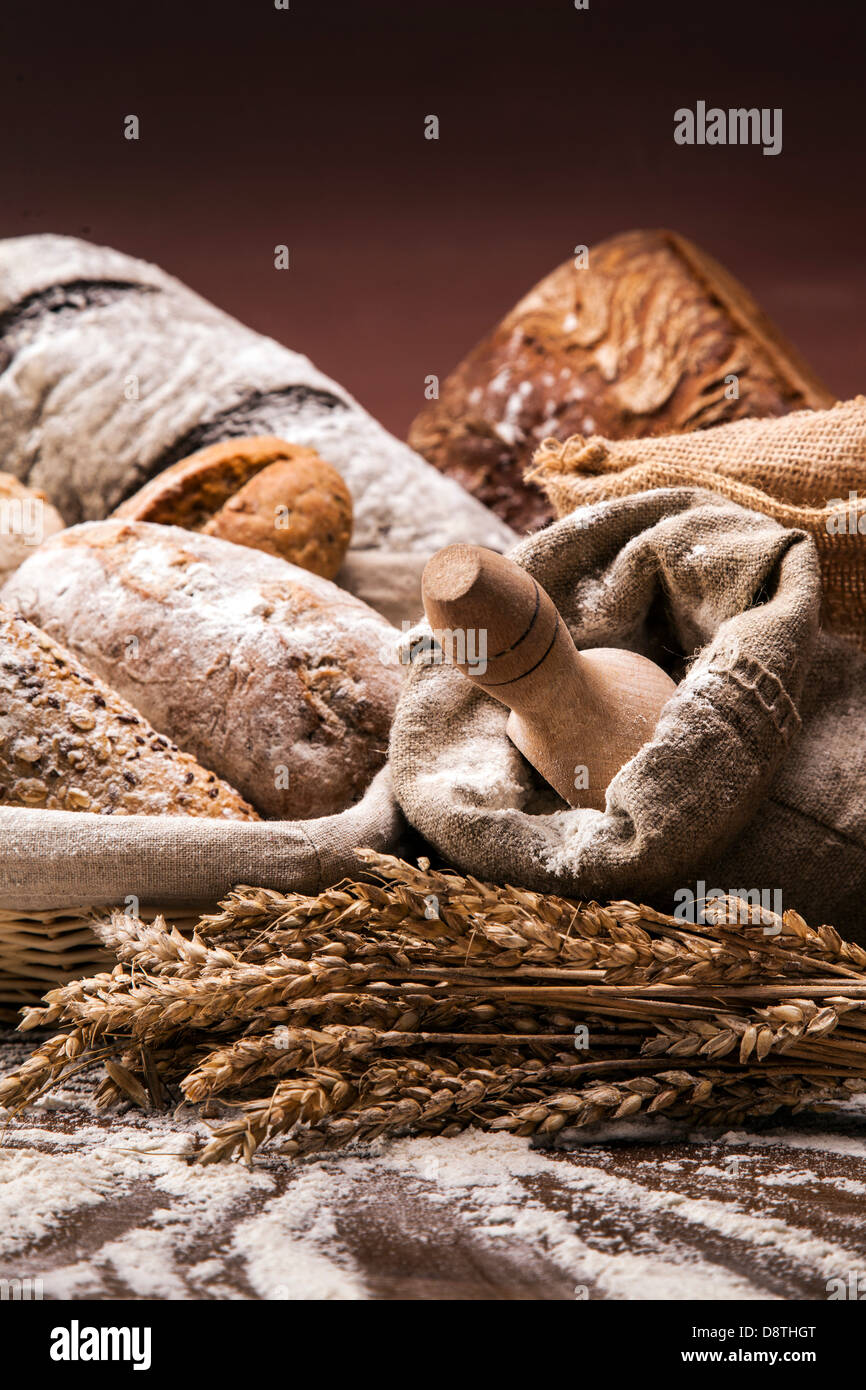 The traditional set of bread, rolls and other ingredients Stock Photo ...